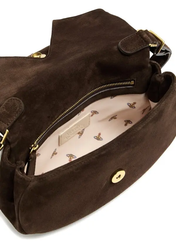 Vivienne Westwood Sadie Suede Shoulder Bag In Dark Brown - 50% Off